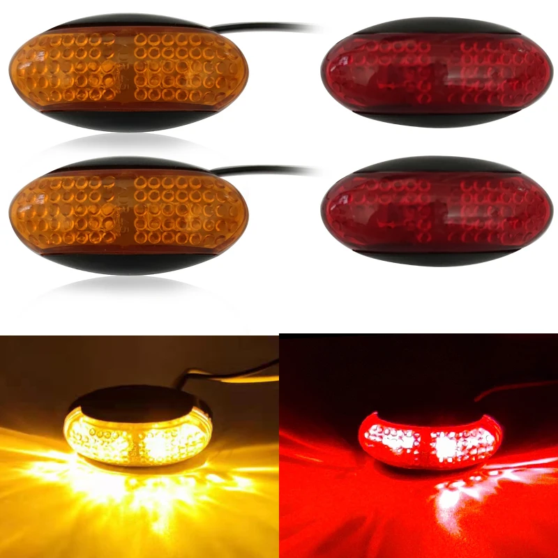4PCS-12V-LED-24V-Stop-Signal-Side-Lights-Universal-LED-Car-Trailer ...