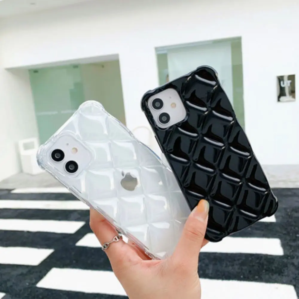 3d Candy Color Diamond Lattice Grid Soft Phone Case For Iphone 13 12 11 ...