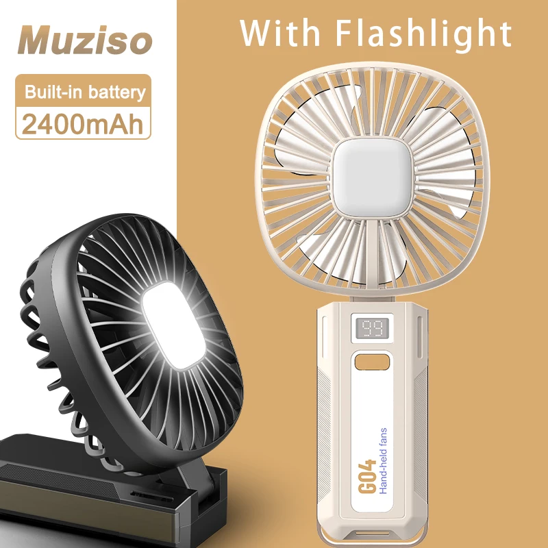 Muziso-Portable-Fan-With-Flashlight-Rechargeable-Hand-Held-Electric ...