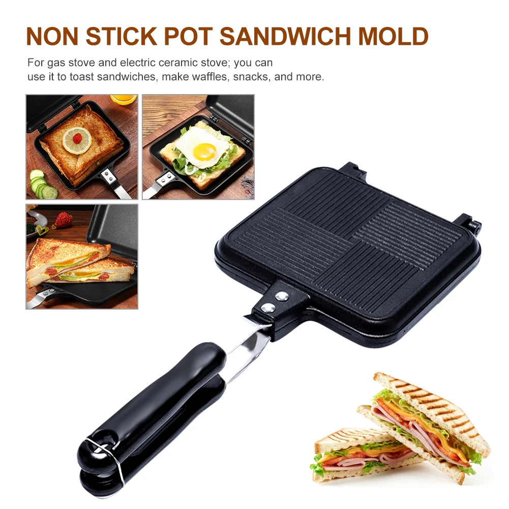 Dual side Non Stick Sandwich Maker Pan Die Cast Aluminum Sandwich Press ...