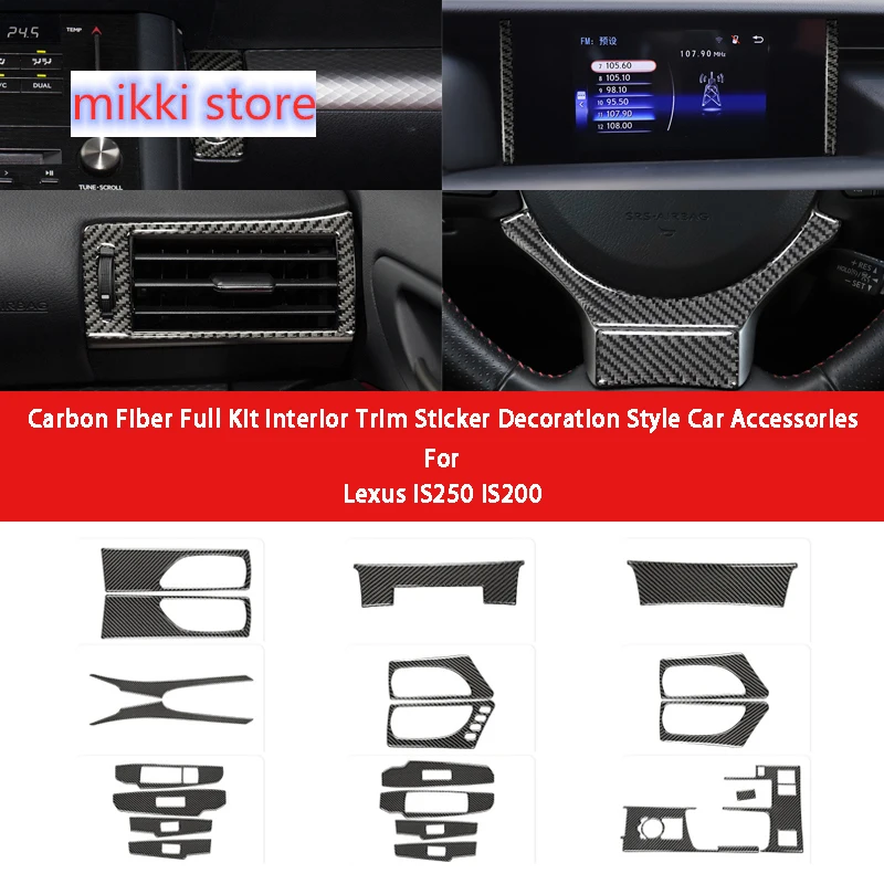 Carbon-Fiber-Water-Cup-Gear-Steering-Wheel-Full-Kit-Interior-Trim ...