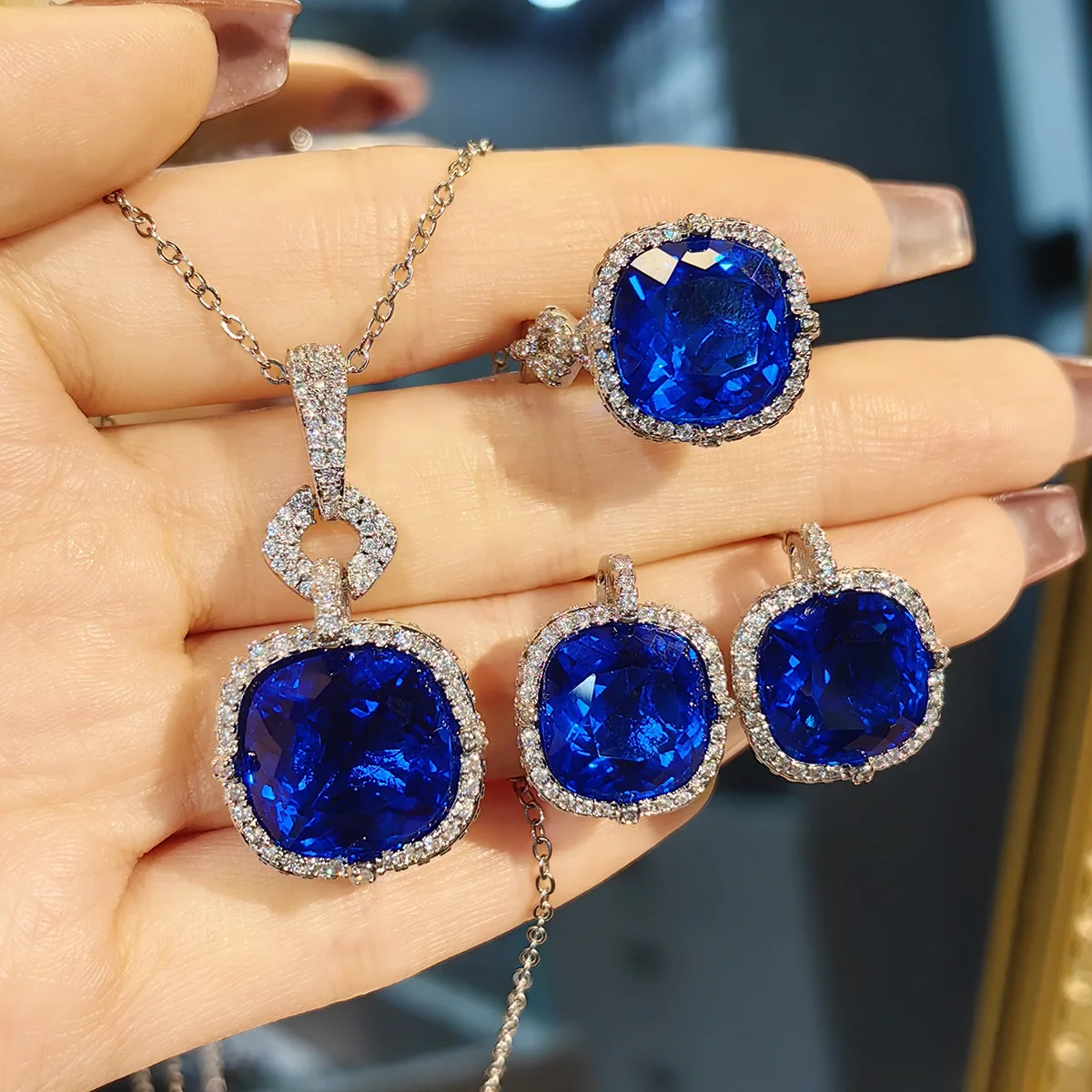 Foydjew-collares con colgante de zafiro azul real de 15 quilates para ...