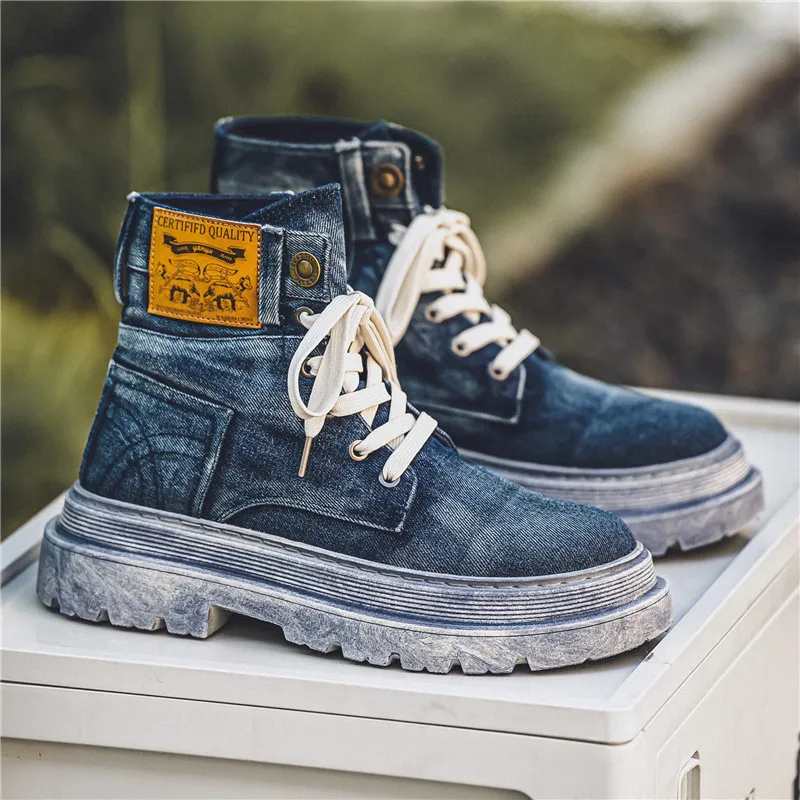 Botas vaqueras azules Retro para Hombre, Botas de vaquero del oeste ...