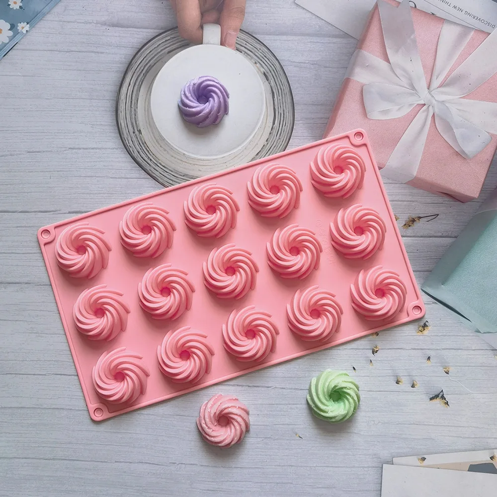15 Holes Spiral Shape Silicone Cake Mold Mousse Dessert Baking ...