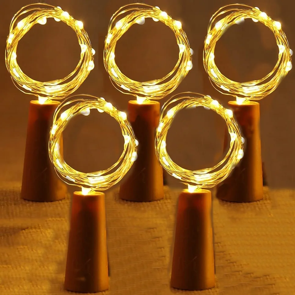 5x-20-LED-Cork-Shaped-LED-Copper-Wire-String-Lights-with-Battery-Wine ...