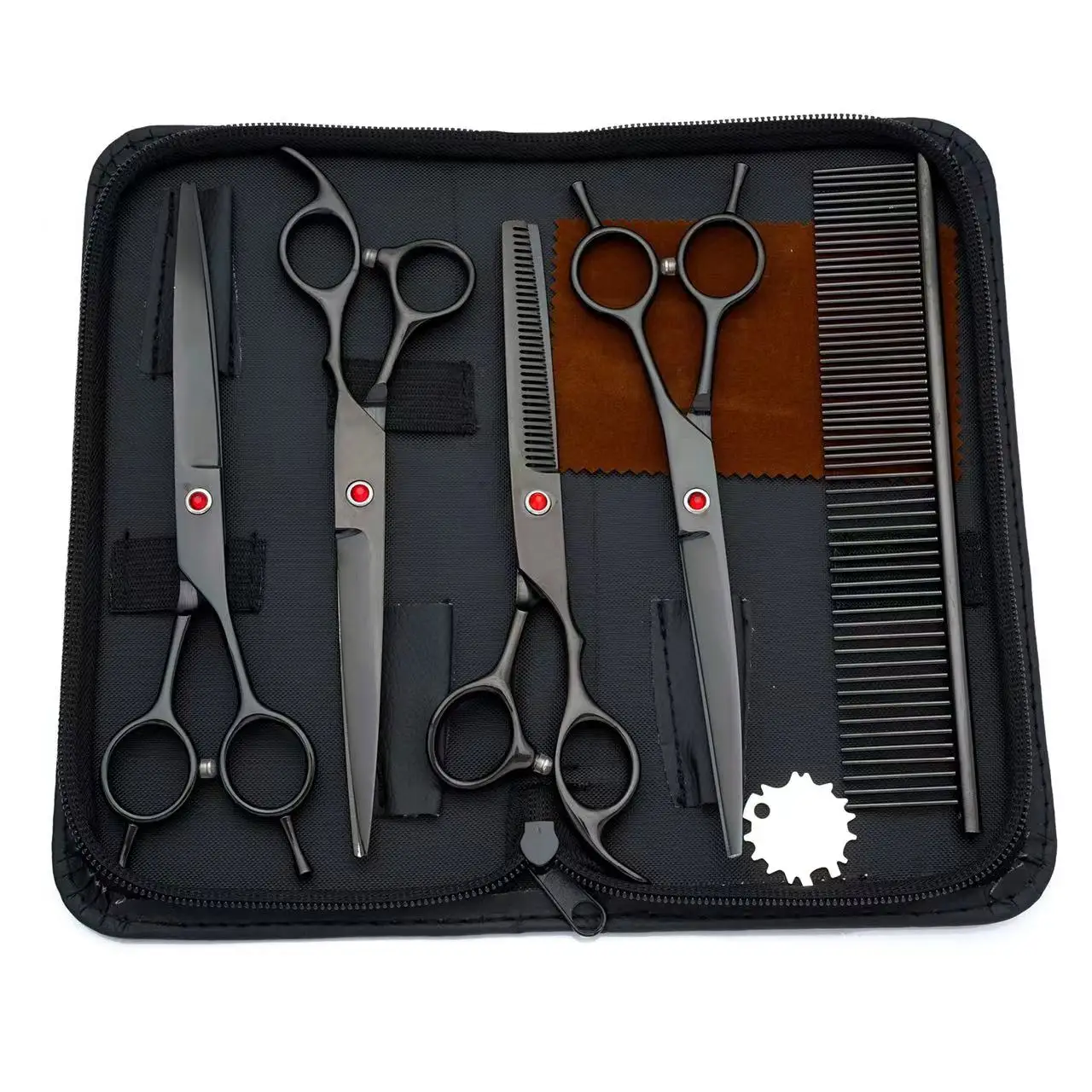 7-Inch-Various-Colors-Professional-Rounded-Dog-Grooming-Scissors-5-in-1 ...