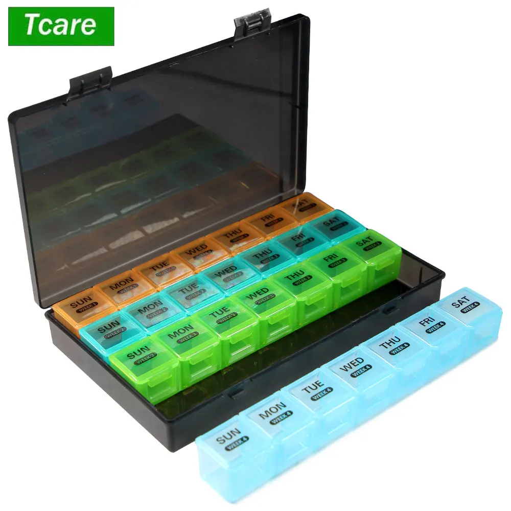 Monthly-Pill-Organizer-28-Day-Pill-Box-4-Weeks-One-Month-Pill-Cases ...