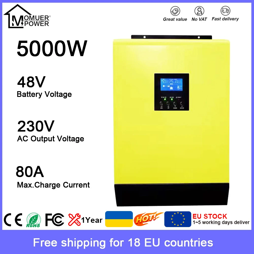 Yellow-5KW-Hybrid-Solar-Power-Inverter-48V-230V-80A-MPPT-Solar-Charger ...