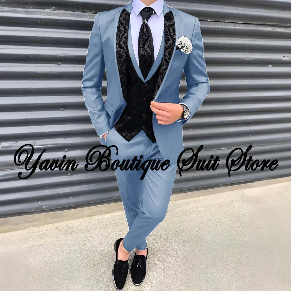 Luxury-Men-Suit-3-Piece-Blazer-Vest-Pants-Set-One-Button-Notch-Lapel ...