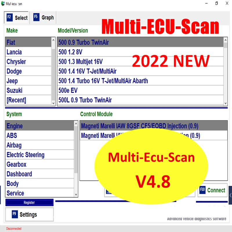 Multiecuscan-herramienta de diagnóstico V4.8, nuevo Software para escáner Fiat, ilimitado ...