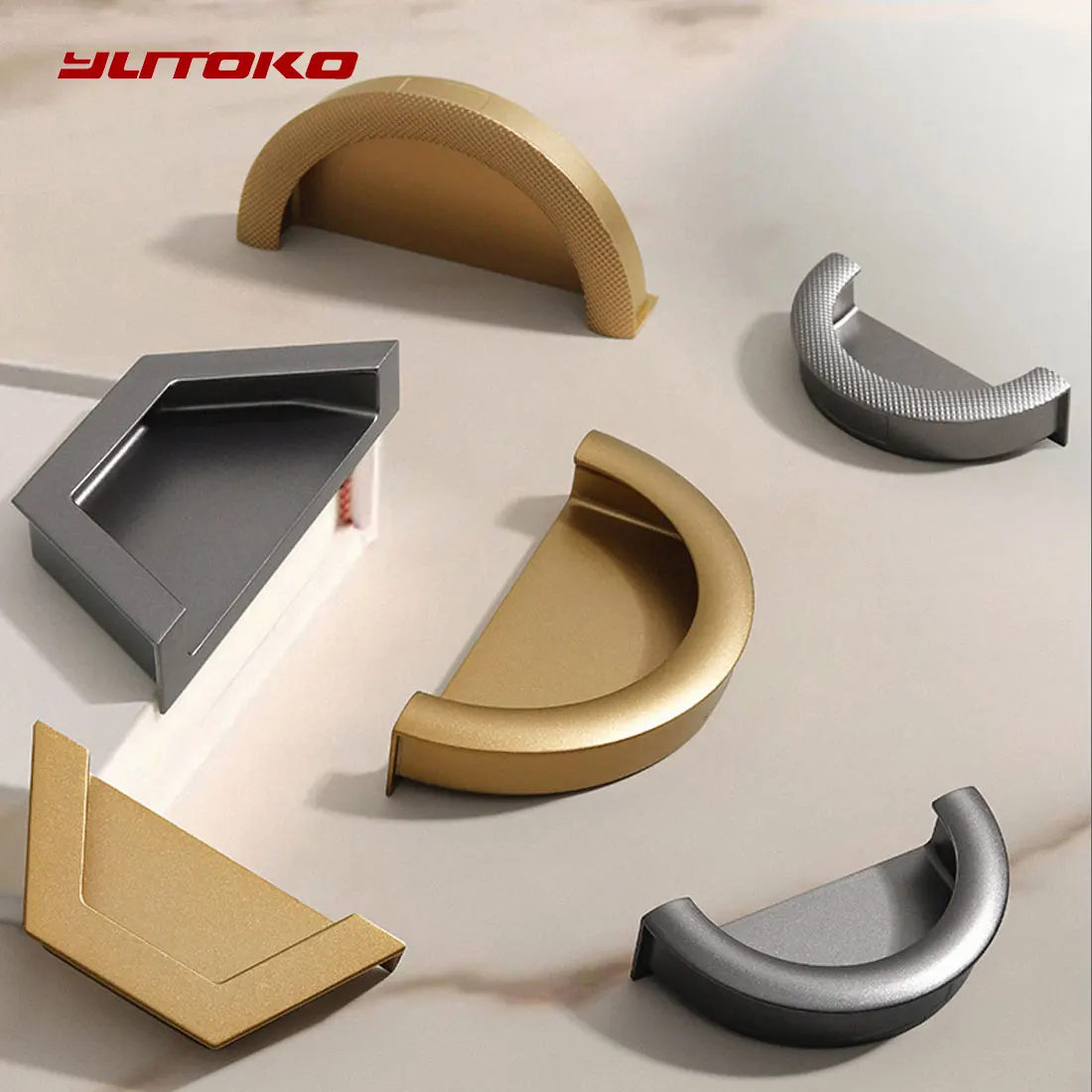 Closet-kitchen-Hidden-Door-Handle-Gray-Gold-Embedded-Handle-Door ...