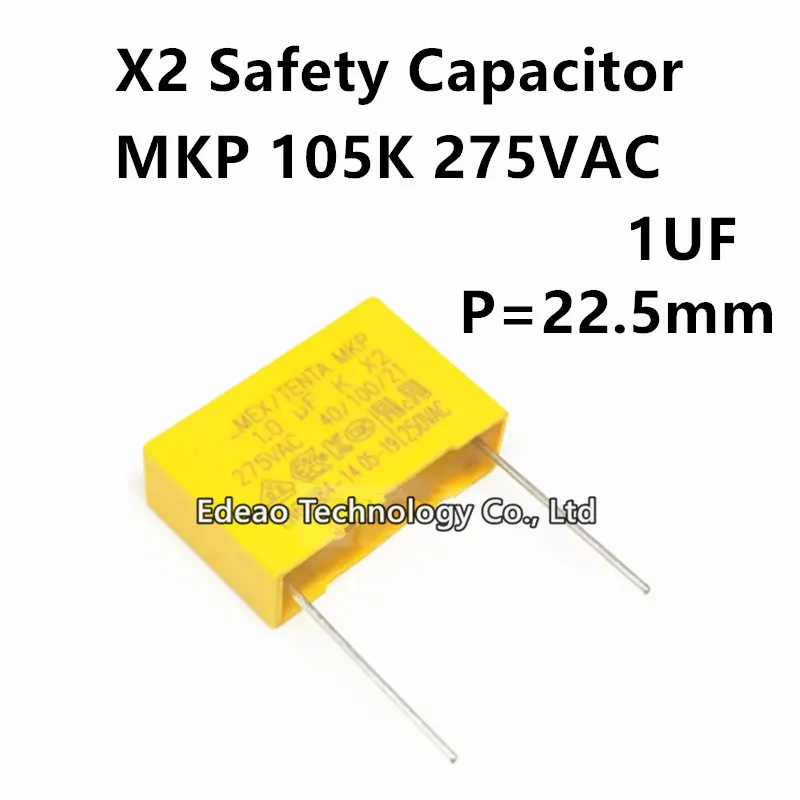 10PCS-LOt-NEW-X2-Safety-capacitor-105K-275VAC-MPX-MKP-1UF-275V-10-X2 ...