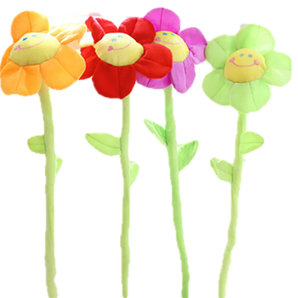 Cartoon-Plush-Sun-Flower-Doll-with-Bendable-Stems-Smile-Face-Stuffed ...