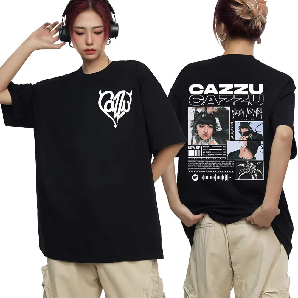 Singer Cazzu Tour 2025 Harajuku Tees Men Women Fashion T-shirt Summer ...