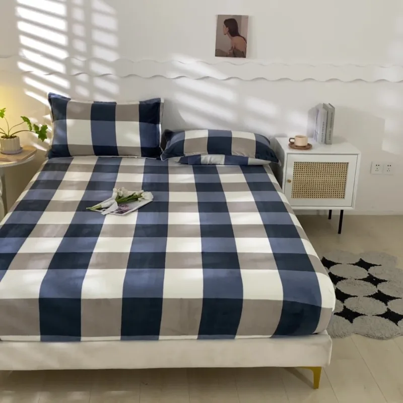 High-weight-Milk-Fleece-Solid-Colour-Plaid-Bed-Hat-Fitted-Thickened ...