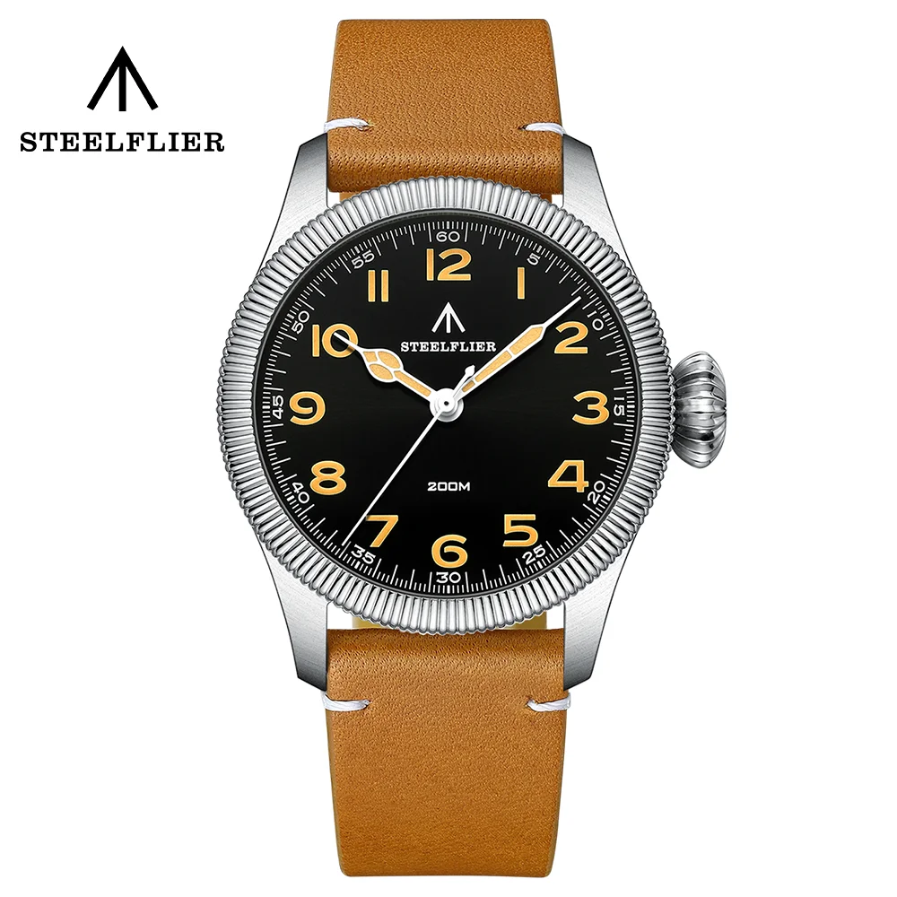NEW-Pilot-STEELFLIER-SF741-Onion-Crown-Sapphire-Crystal-Swiss-Luminous ...