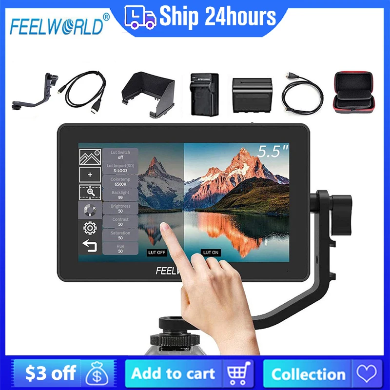 Feelworld f6 plus v2 6 Polegada câmera dslr campo monitor 3d lut tela ...