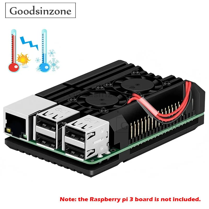 Raspberry Pi 3 Metal Case with Dual Cooling Fans - Aluminum Alloy ...