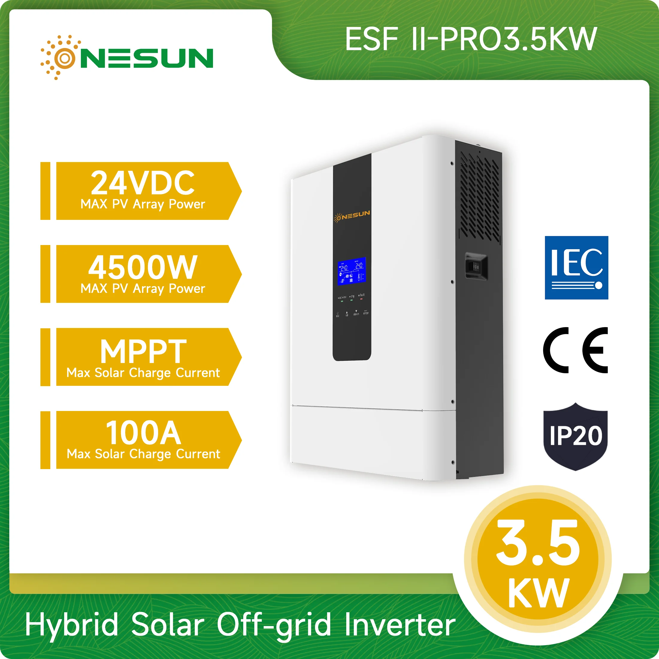 Onesun 3500W Hybrid Solar Inverter 24V 230V 500VDC PV Off Grid Pure ...