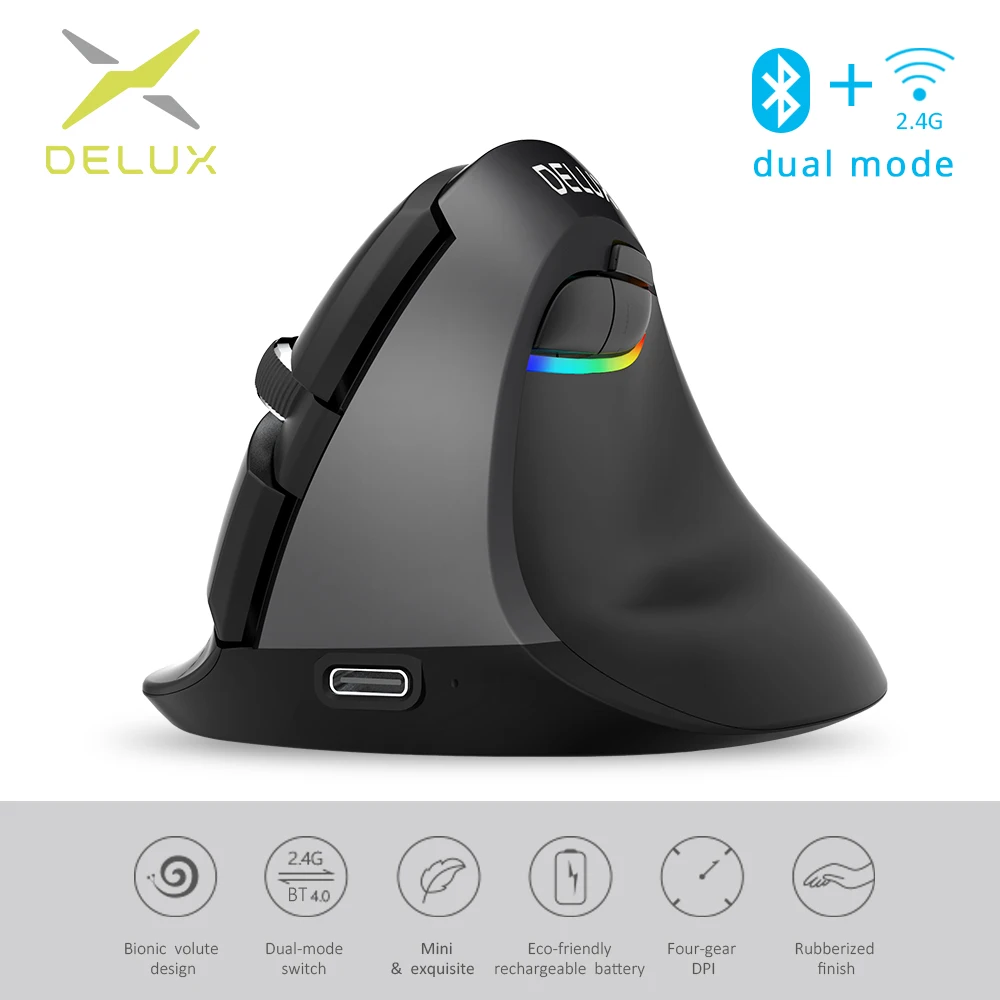 Delux-M618-Mini-Ergonomic-Mouse-Gaming-Wireless-Vertical-Mouse ...