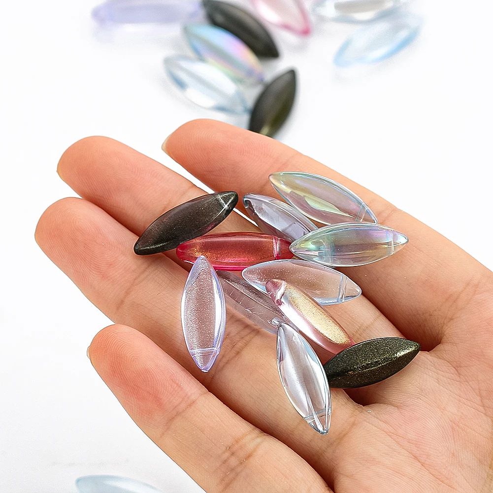 20PCS-Frosted-Colored-Glass-Beads-Glass-Art-Crystal-Prism-Faceted ...