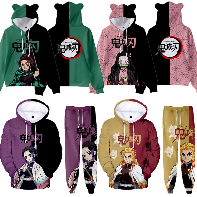 Demon Slayer Sudadera con capucha y pantalones de Anime para hombre y ...