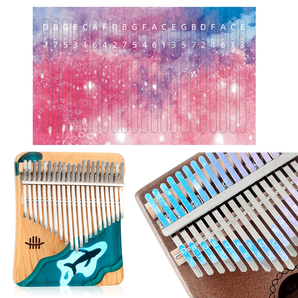 New Kalimba 21 키 스티커 엄지 피아노 데칼 스케일 로고 스티커 타악기 악기 키트 초보자 학습자를위한 PVC ...