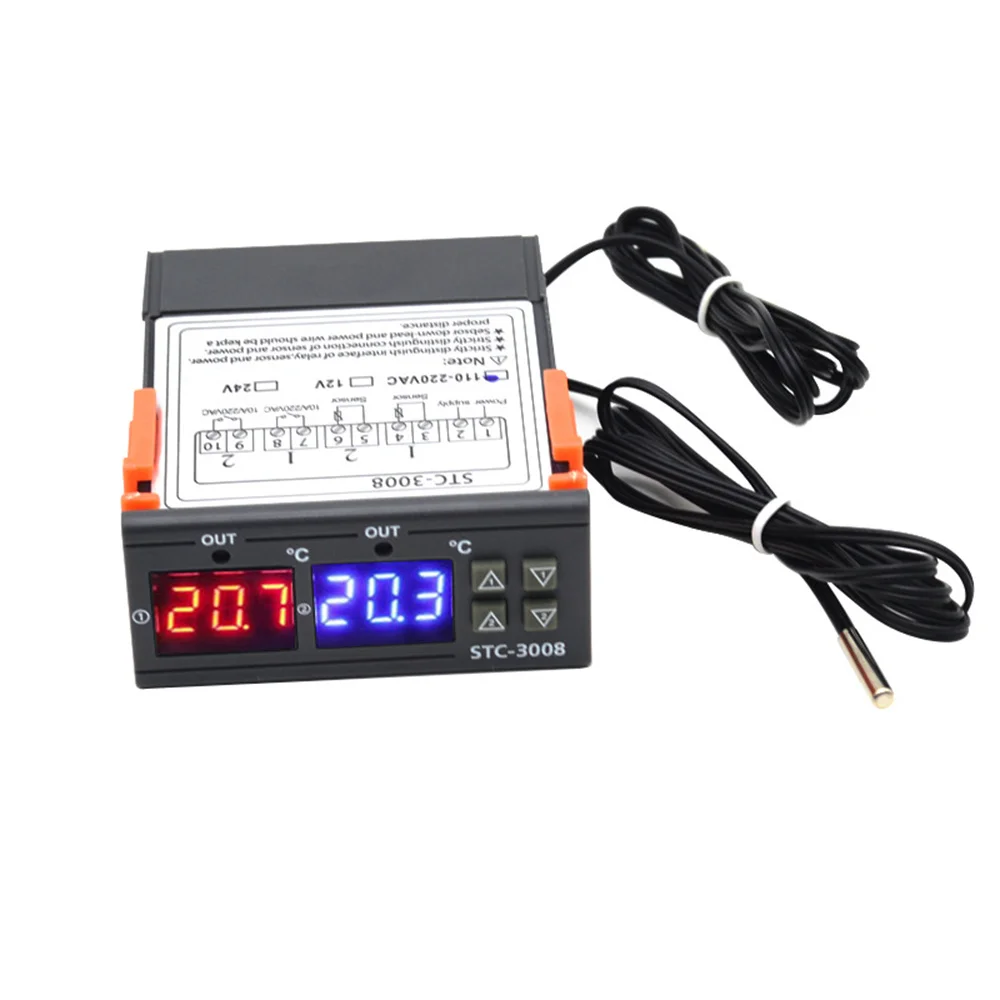 Stc 3008 Temperature Controller Dual Sensor Output Intelligent Digital Temperature Controller