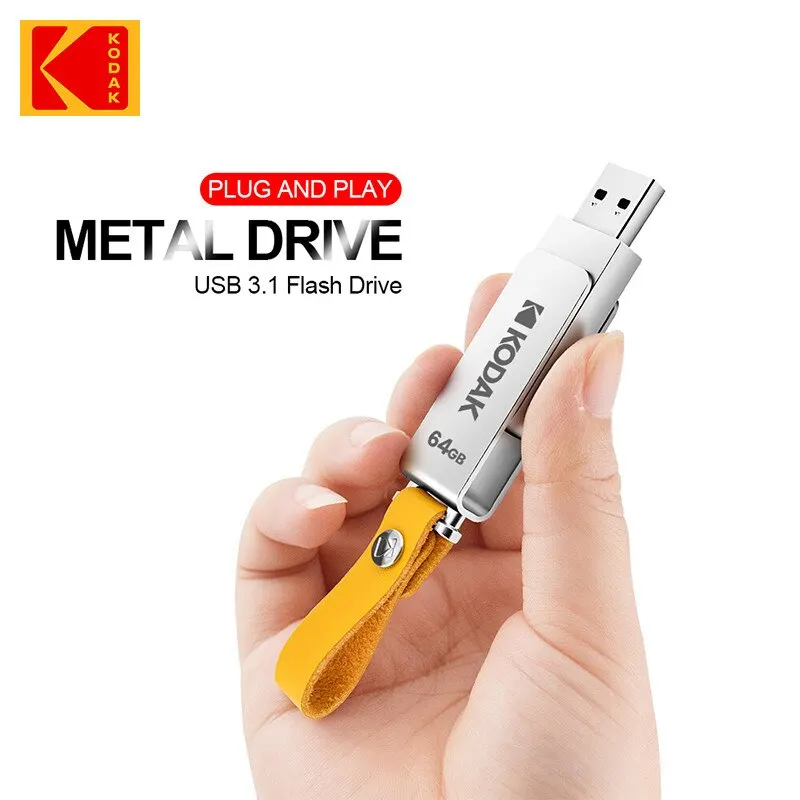 KODAK USB 3.1 Metal USB Flash Drive 64GB 128GB 256GB Pen Drive Creative Personality Car Music ...