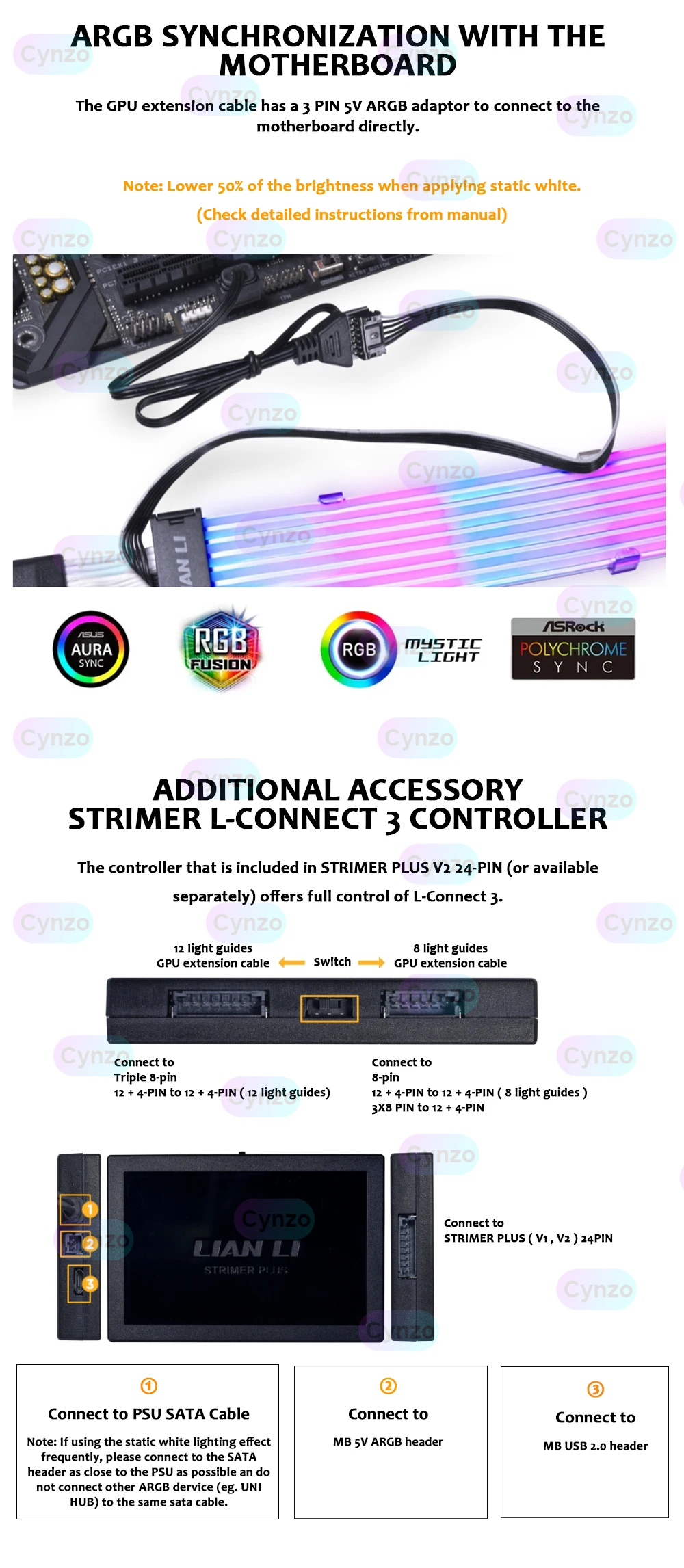LIAN LI Strimer Plus V2 RGB кабели для ПК | AliExpress