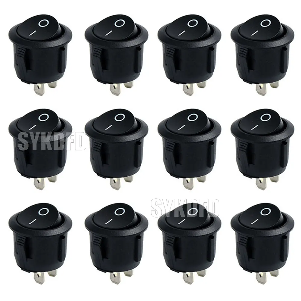 5PCS-Round-Rocker-Switch-12V-ON-Off-Switch-12-Volt-DC-Circle-Toggle ...