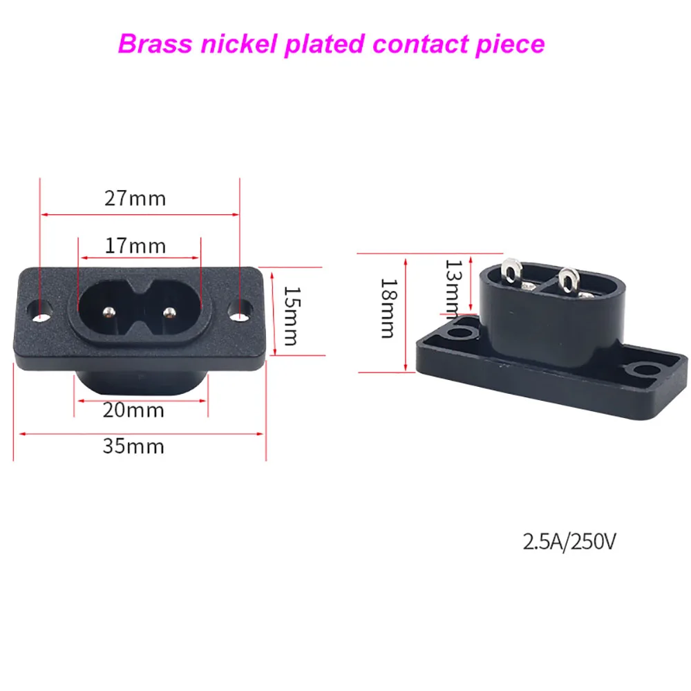 ChengHaoRan-2-5A-250V-IEC320-C7-2-Terminal-AC-Power-Plug-Inlet-Socket ...