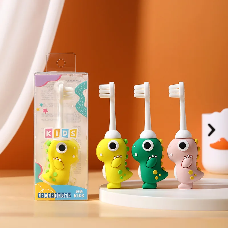 Children's Toothbrush Single Pack Cute Cartoon Dinosaur Non-slip Fine ...