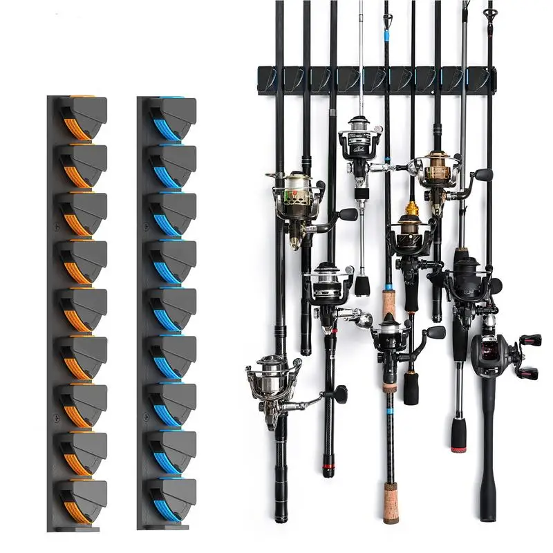 Fishing Rod Rack Wall Mounted Storage Rack Fish Pole Holder Stand Holds ...