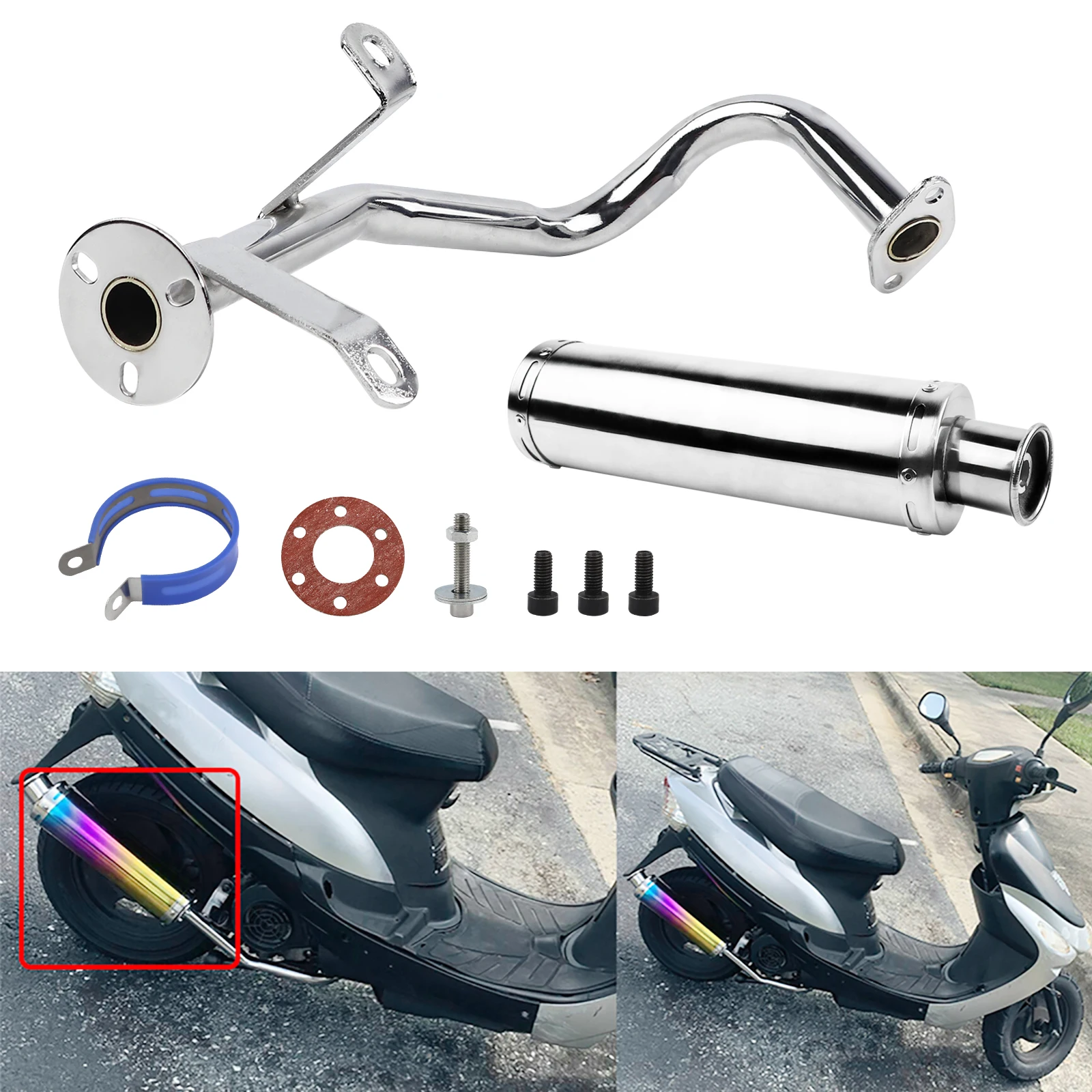 Exhaust Muffler Pipe For Gy6 139qmb Qmb139 1p39qmb 4 Stroke 50cc ...