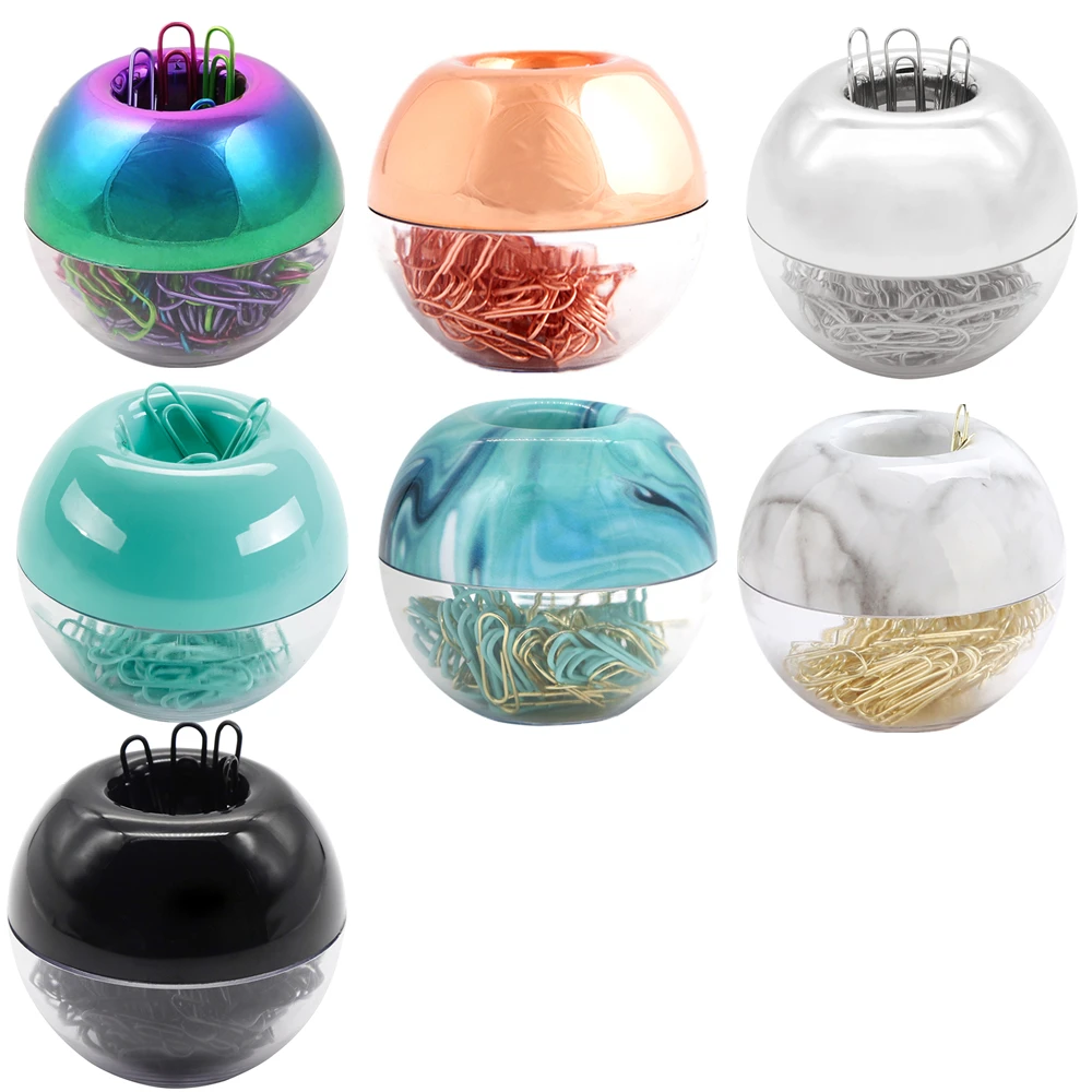 Colorful Paper Clips in Clear Acrylic Paperclip Dispenser Holder with ...