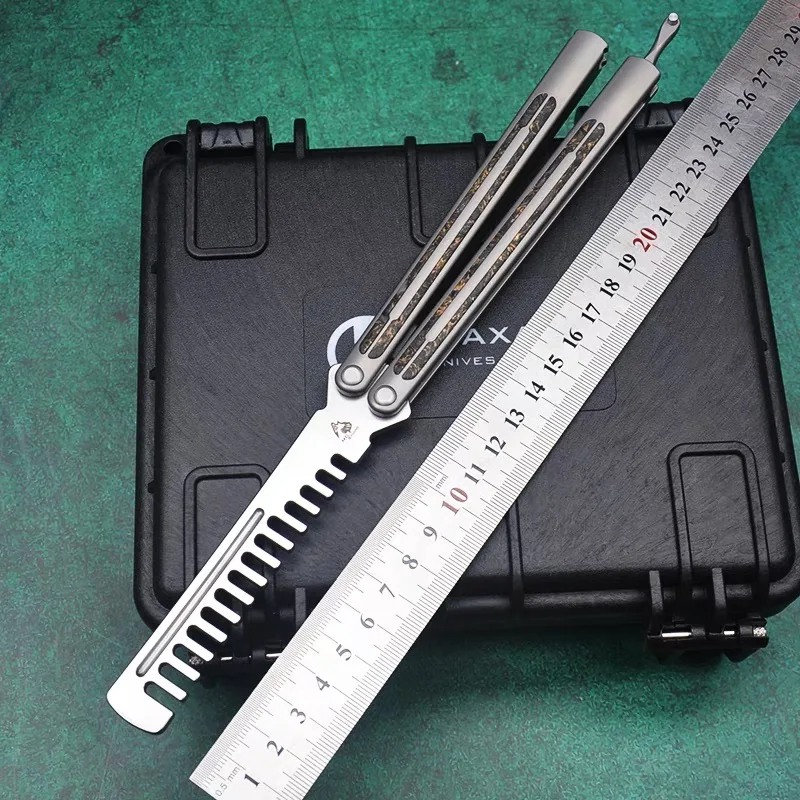 Maxace-Apostle-Balisong-TC4-Titanium-Channel-Handles-M390-Steel-Blade ...