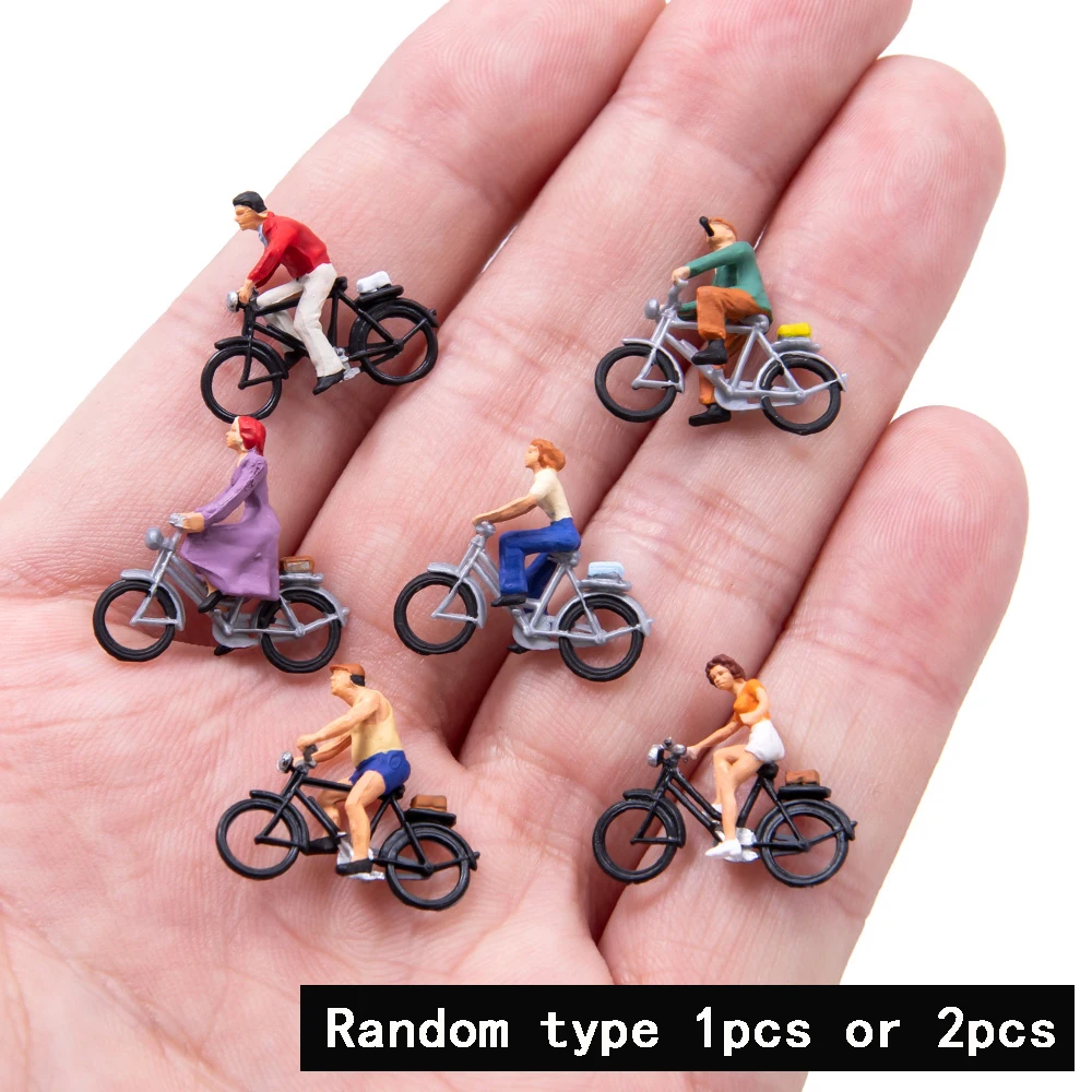 HO Scale 1:87 Cyclist Rider Model People 6 Different Poses Bicycle ...