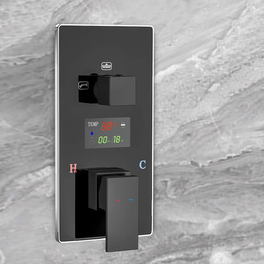 High-Technology-Digital-Wall-Mounted-2-or-3-Way-Black-or-Chrome-Shower ...