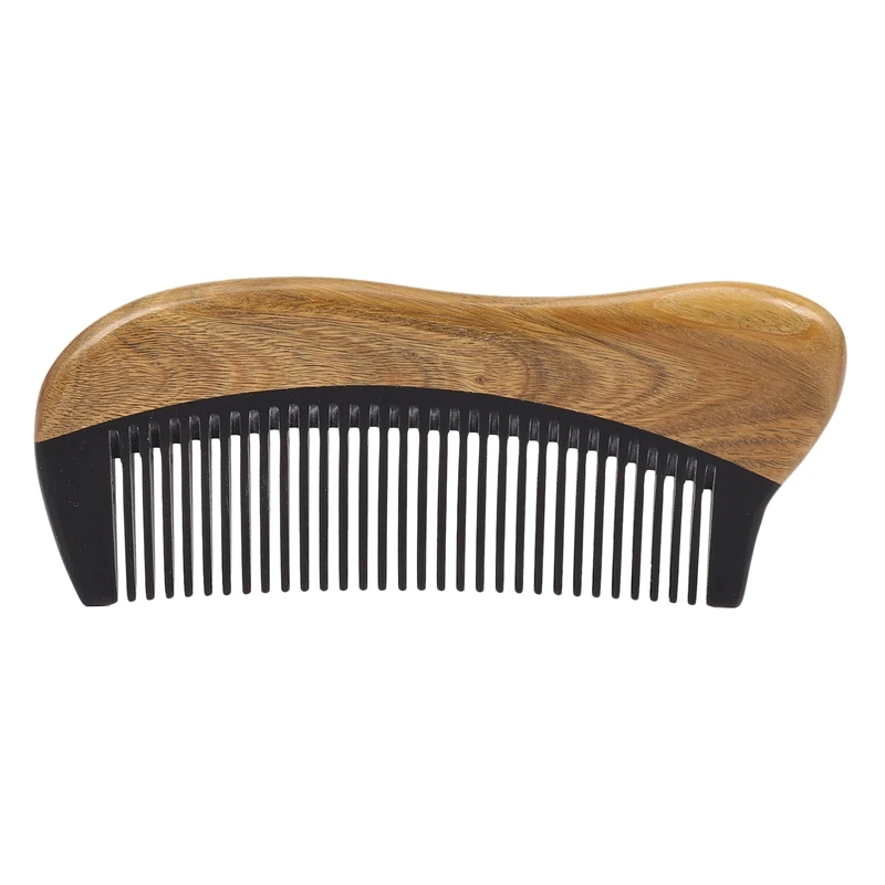 Natural Green Sandalwood Hair Comb No Static Wooden Fine Tooth Black ...