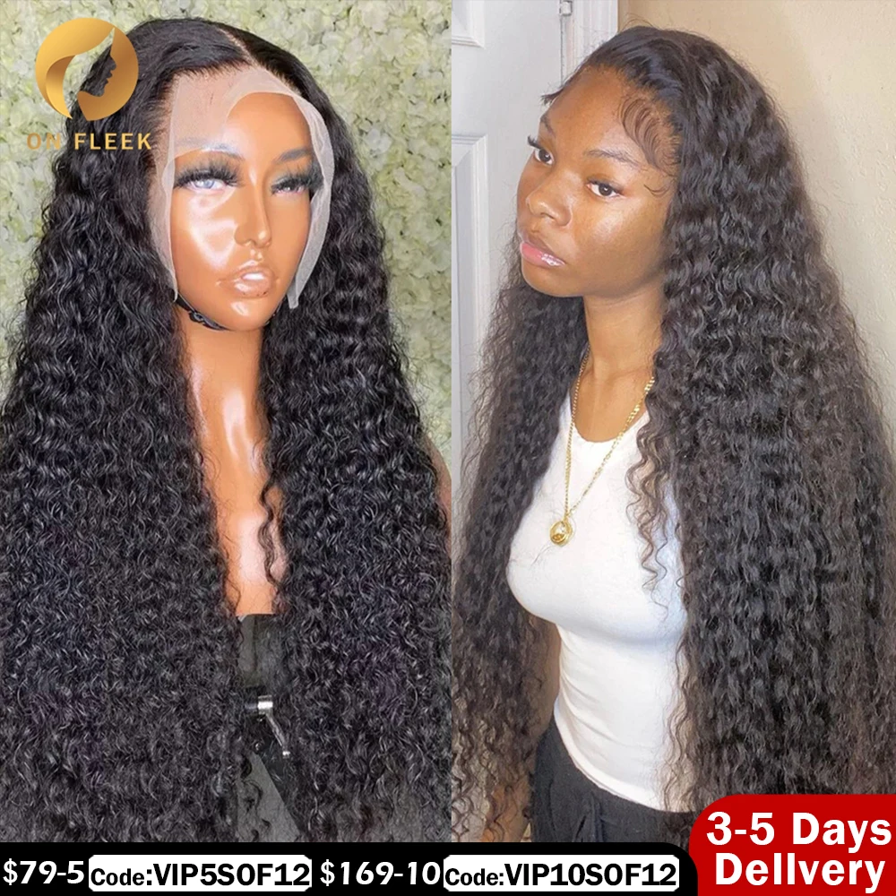 250 Density 30 32 Inch Deep Wave 13x4 Lace Frontal Human Hair Wigs For ...