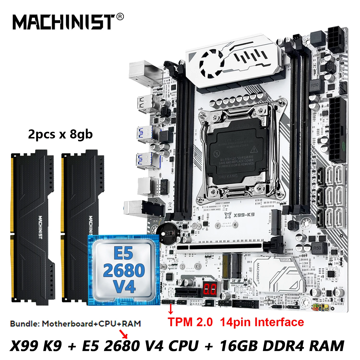 MACHINIST X99 K9 TPM Motherboard LGA 2011-3 DDR4 NVME M.2