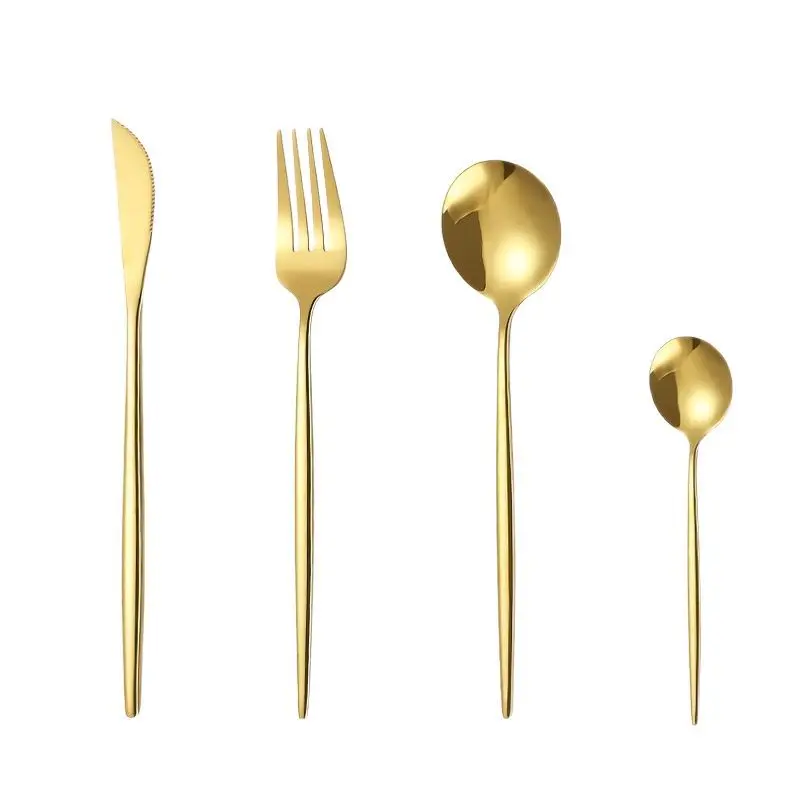 5 pack Titanium Black And Golden Plated Stainless Steel Flatware Set ...