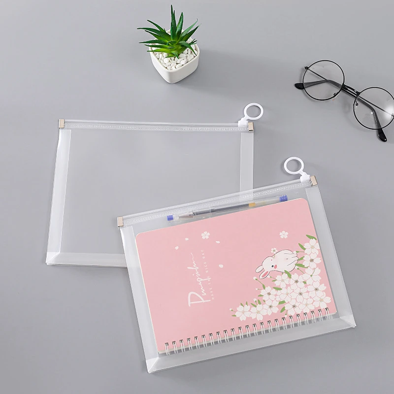 A4/A5/B6 Zipper Pouch Clear Document Bag Book File Folders Stationery ...