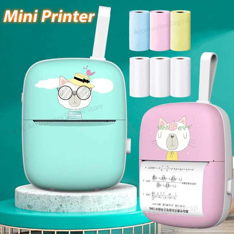 Thermal-Portable-Printer-Mini-Adhesive-Label-Printers-Sticker-Inkless ...