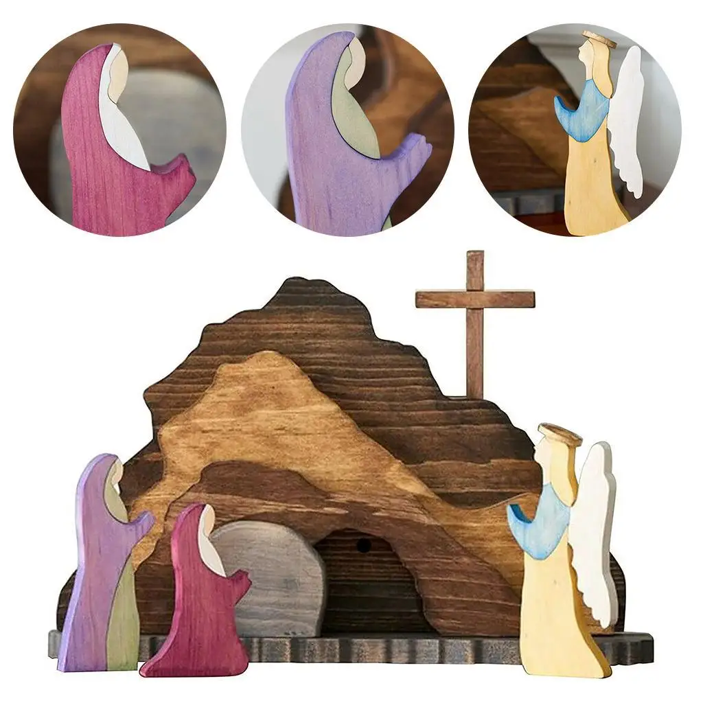 Easter Resurrection Scene Wooden Decoration Easter Decor Wooden Cross ...