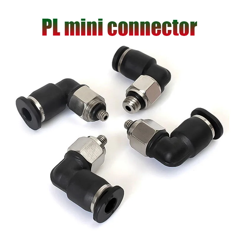 2-Pcs-Pneumatic-Air-Connector-Fitting-PL-90-Degree-Threaded-Elbow-M3-M5 ...