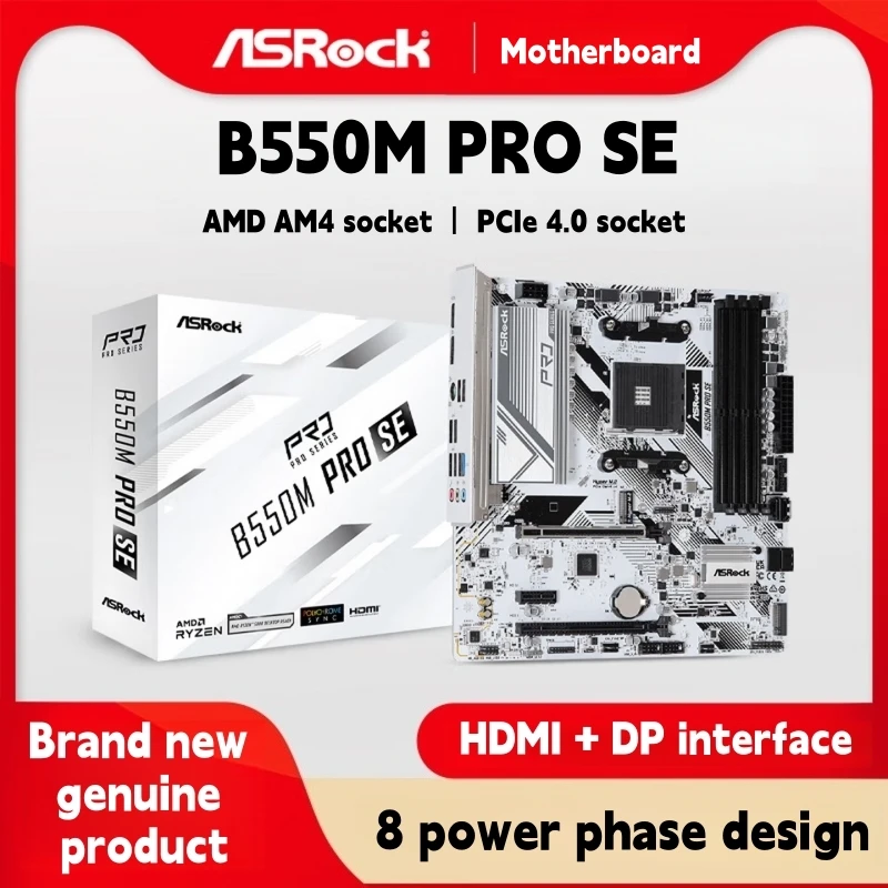 Asrock New B550M Pro SE Motherboard B550 AMD PRO565 Socket AM4 DDR4 ...
