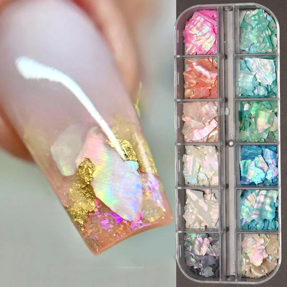 6-12Grid-Abalone-Sea-Shell-for-Nails-Holographic-Mirror-Nail-Art ...
