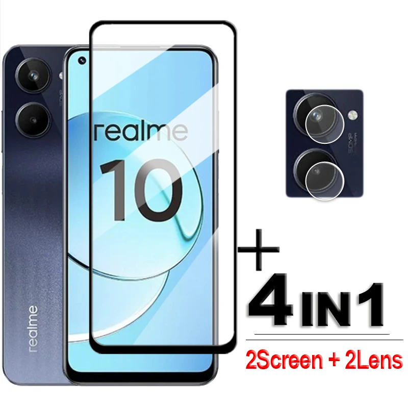 4in1-For-Realme-10-Glass-For-Realme-10-Pro-Tempered-Glass-2-5D-Full ...